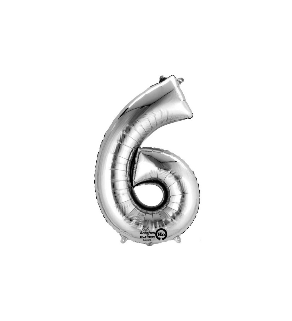 Balonek "6" - Stříbrný - Ptákoviny.com
